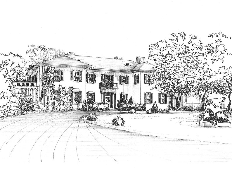 Custom Ink House Portrait, Commissioned Original Artwork Hand Drawn by ...