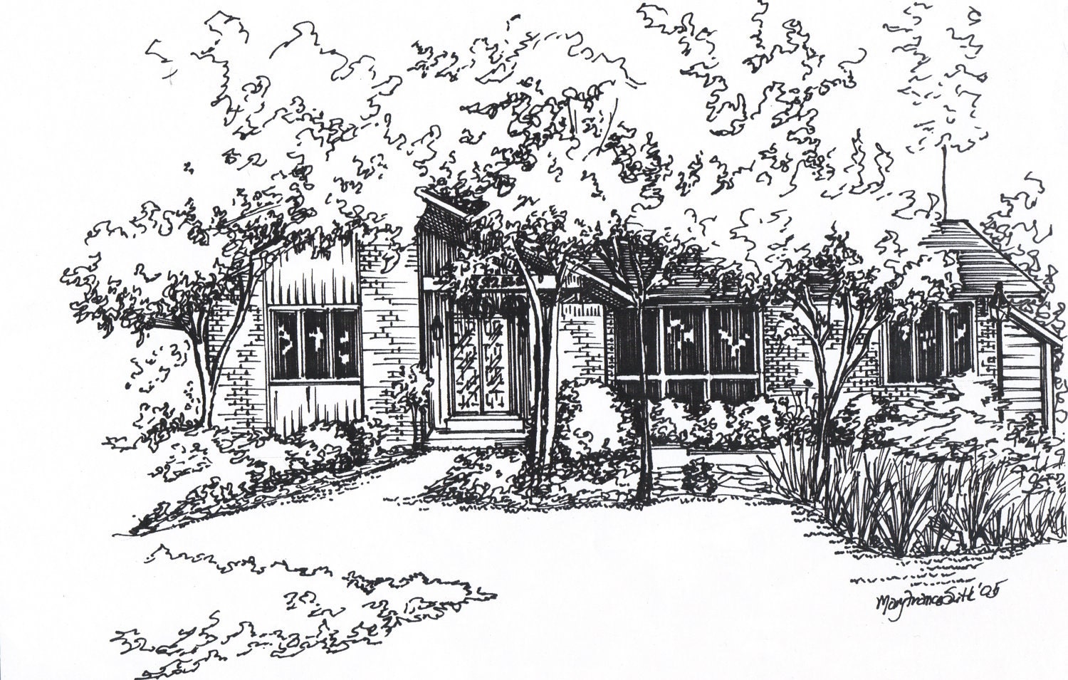 Commission an Original Ink House Drawing Architectural | Etsy