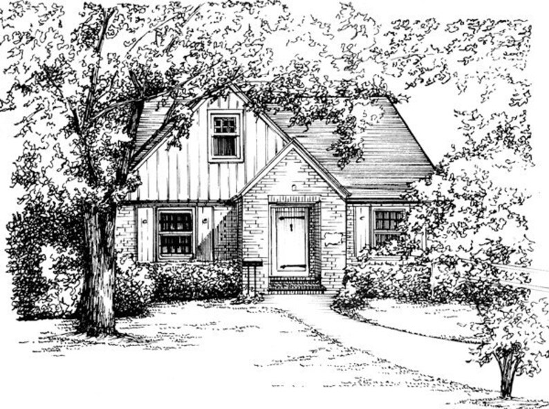 Custom House Portrait, 5" X 7" Ink Drawing of Your Home or Business - Etsy