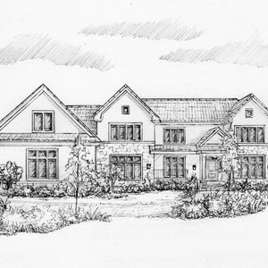 Custom Home Portrait in Pen and Ink, Your Home Hand Drawn on Paper in ...