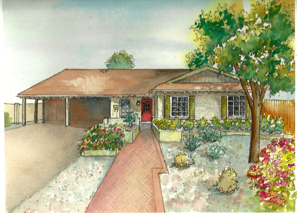 Hand Painted House - Custom Portrait of Your Home - Watercolor Home ...