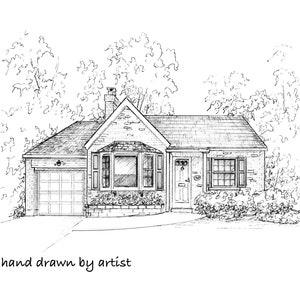 Custom Home Portrait, Family Home Drawn in Ink, 5"x 7" Commission Art ...
