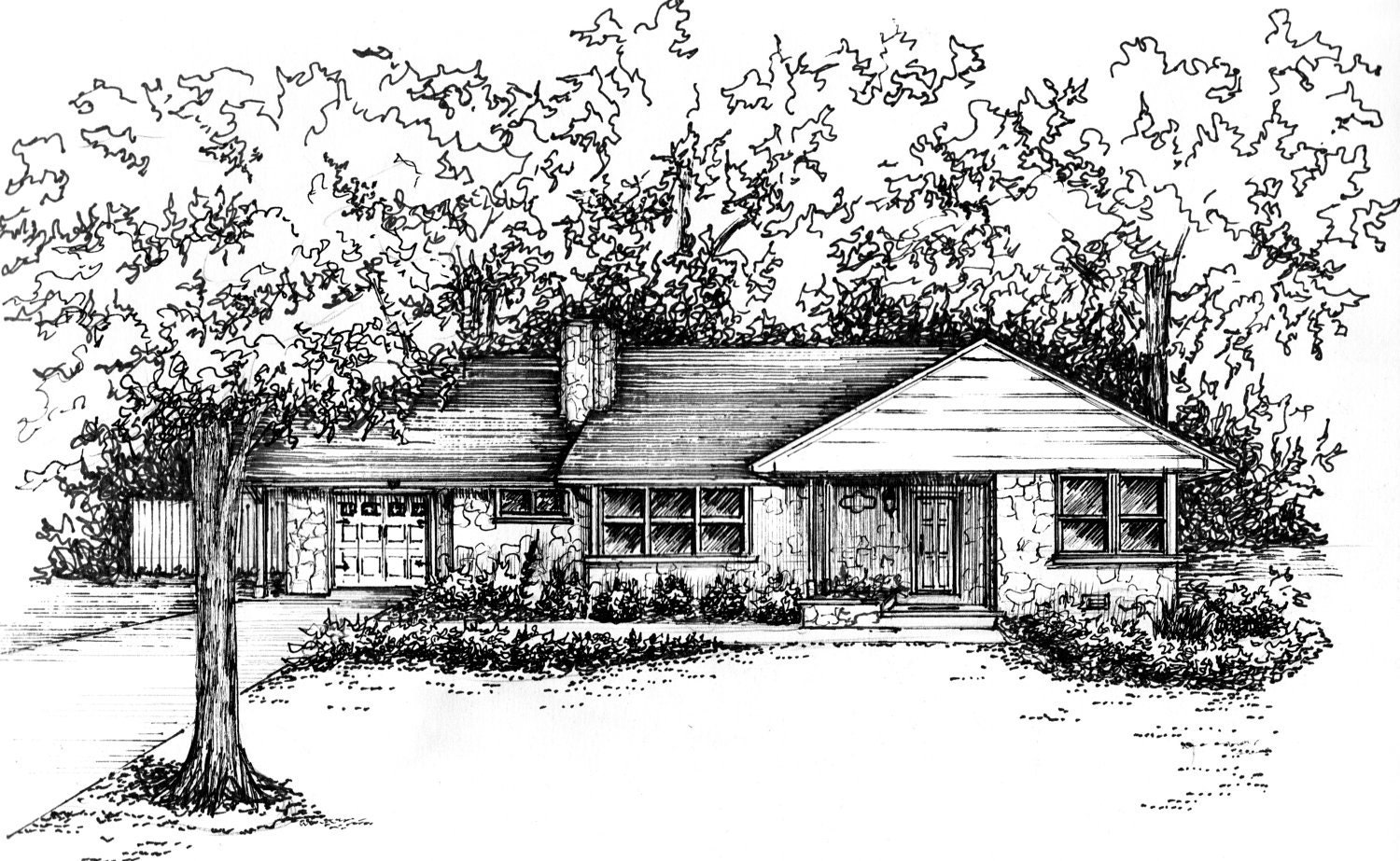 House Portrait, Commissioned Artwork, Landscape in Ink, Architectural ...