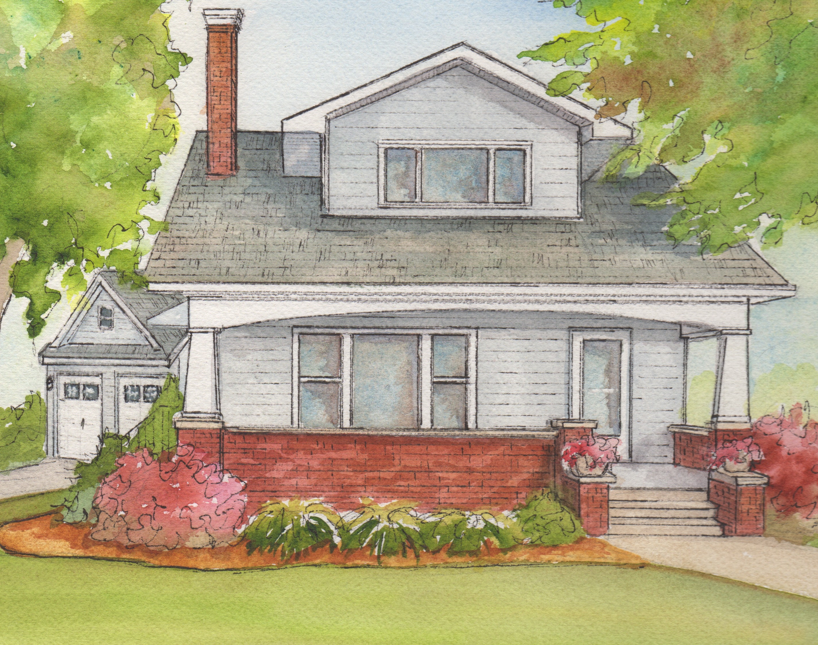House Hand Painted From Photo, Custom Watercolor Portrait of Your Home ...