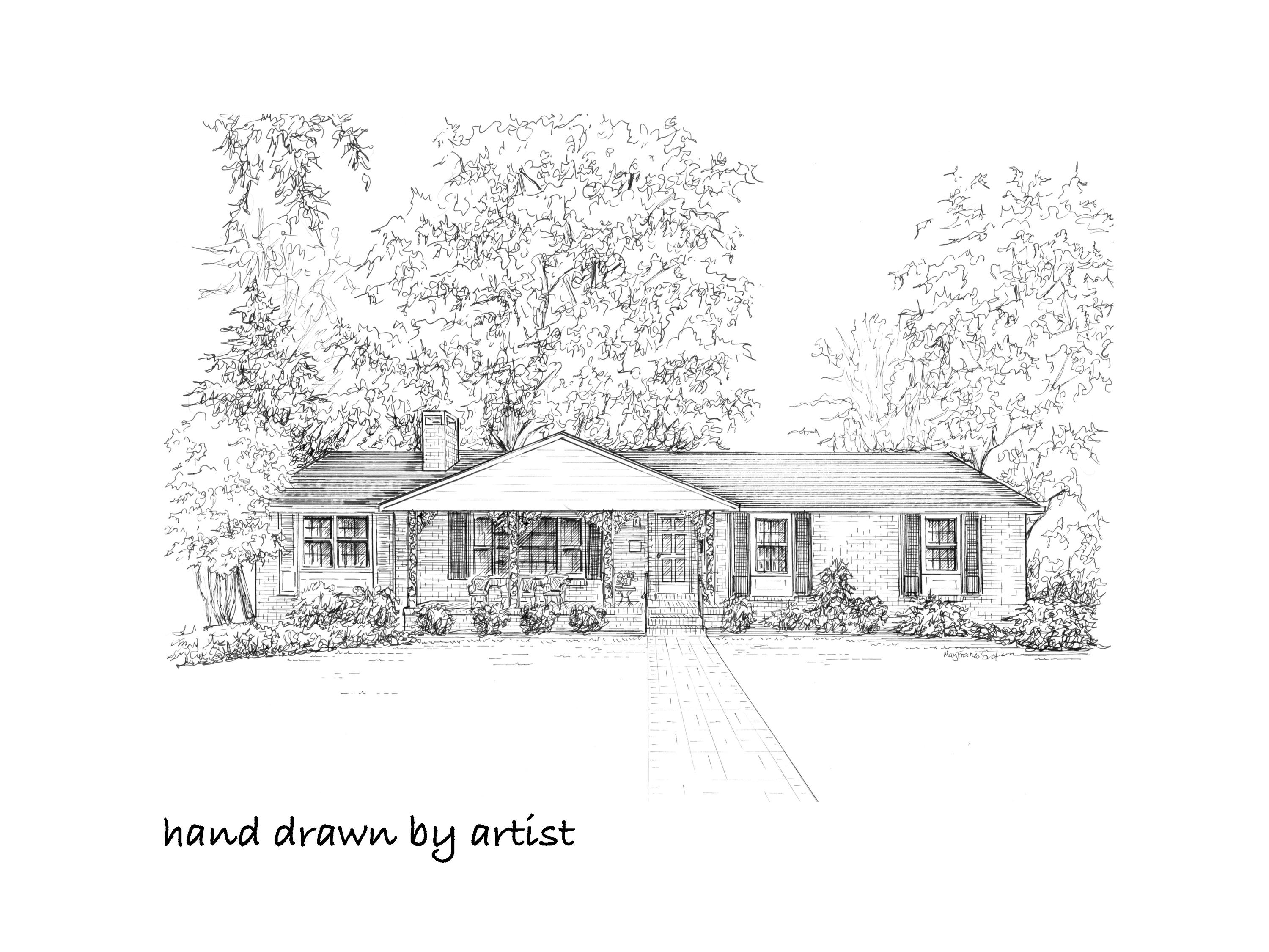 Home Portrait of Vacation Spot, Architectural Sketch of Your Airbnb ...