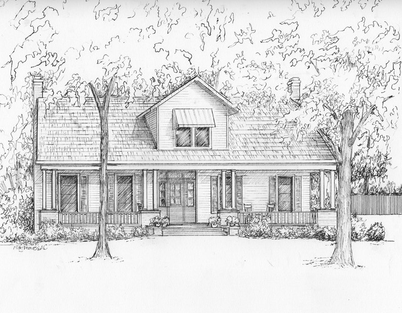 Custom House Portrait, 5" X 7" Ink Drawing of Your Home or Business - Etsy