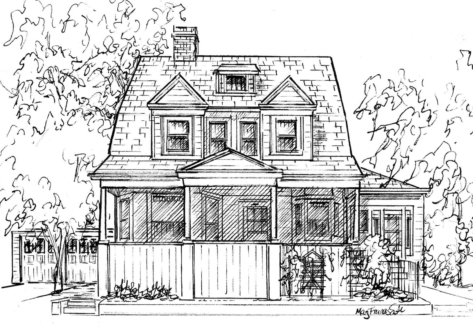 Custom House Drawing in Ink Your Photo to Art Home | Etsy