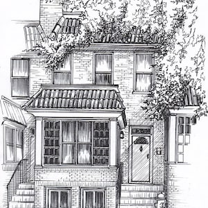 Custom House Drawing in Ink 8"x 10" Portrait of Your Home, Personalized ...