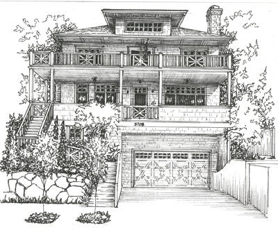 Custom House Portrait Drawing of House in Ink Black and | Etsy