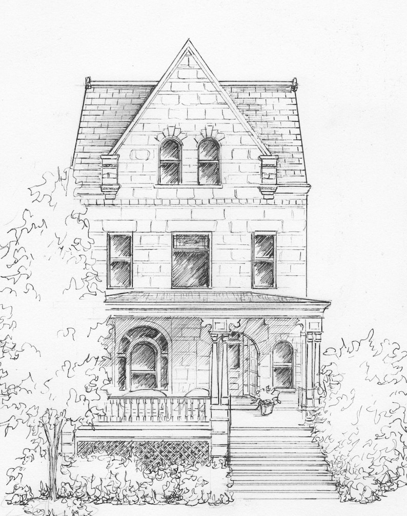 Custom House Portrait, 5" X 7" Ink Drawing of Your Home or Business - Etsy