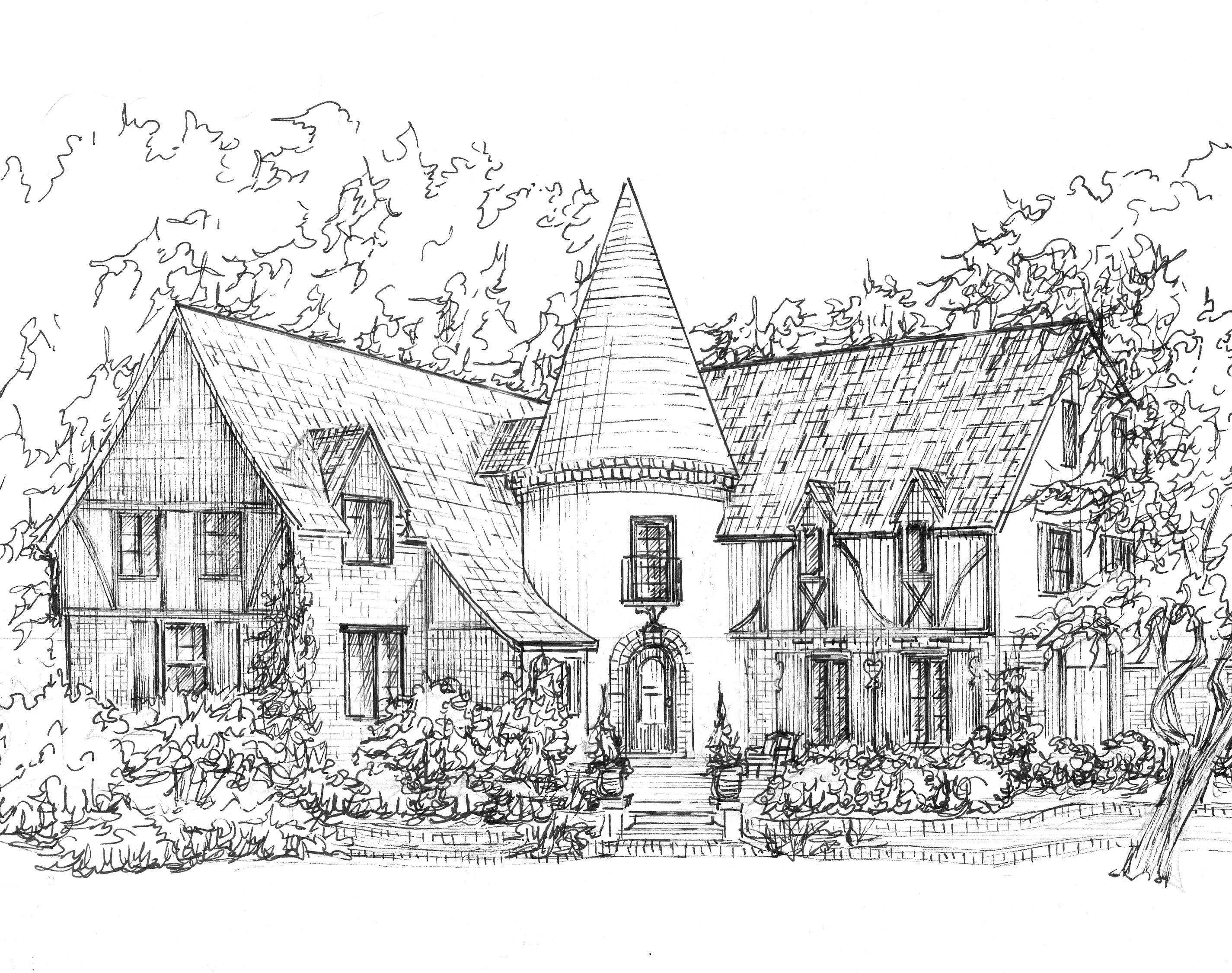 Custom House Portrait, Your Home Drawn in Ink, Personalized Artwork ...