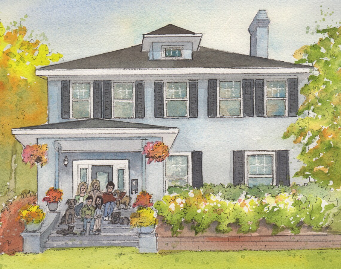 Painting of Your Home in Watercolor, Custom House Portrait Painted by ...