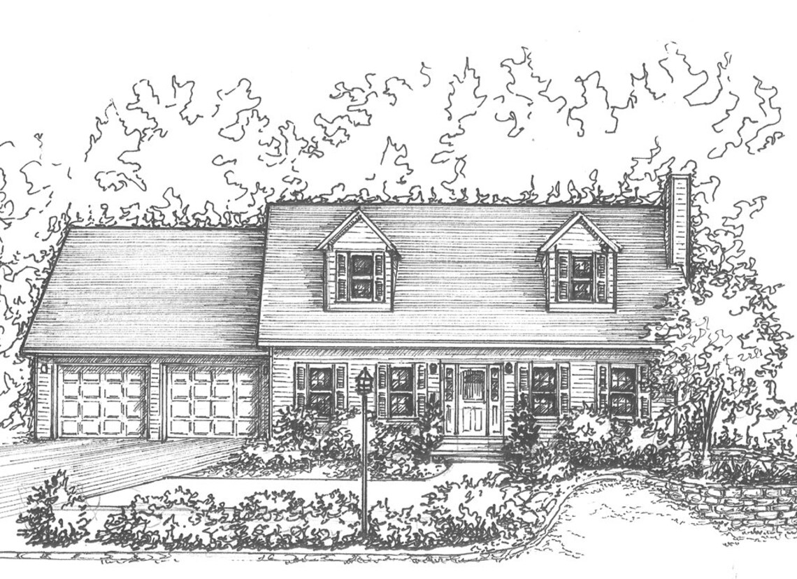 House Portrait, Commissioned Artwork, Landscape in Ink, Architectural ...