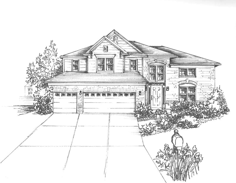 Custom House Drawing in Ink, 5"x 7", Your Home Sketched From Photo, - Etsy