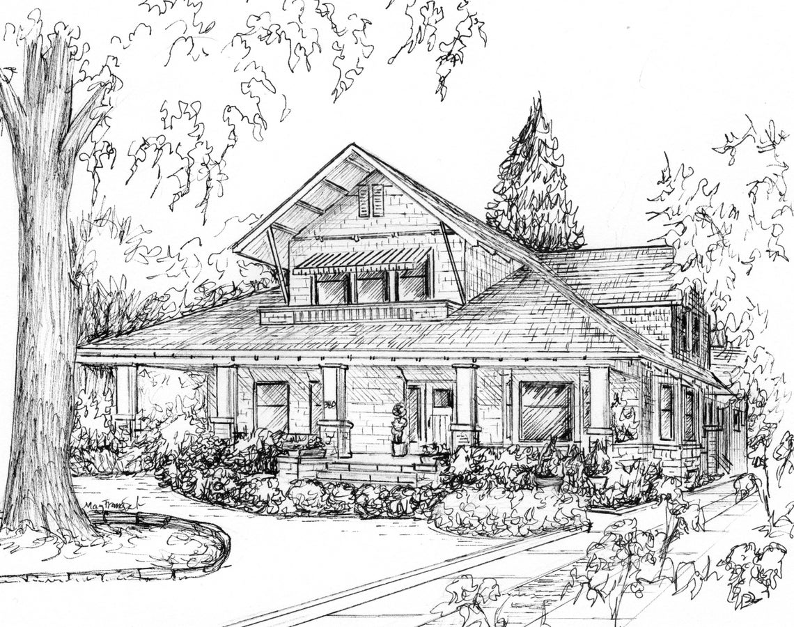 House Drawing in Ink Custom Architectural Sketch of Your Home - Etsy ...