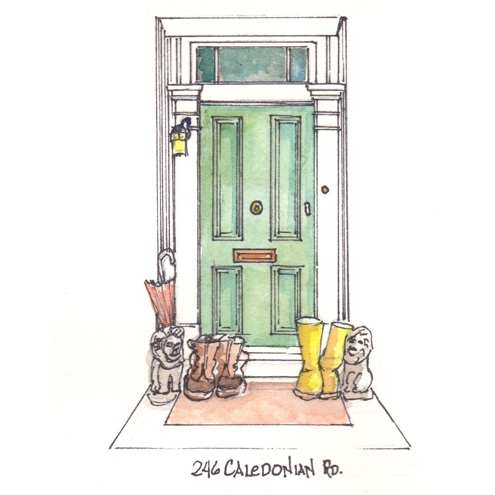 Custom watercolor sketch of door way entryway Illustration | Etsy