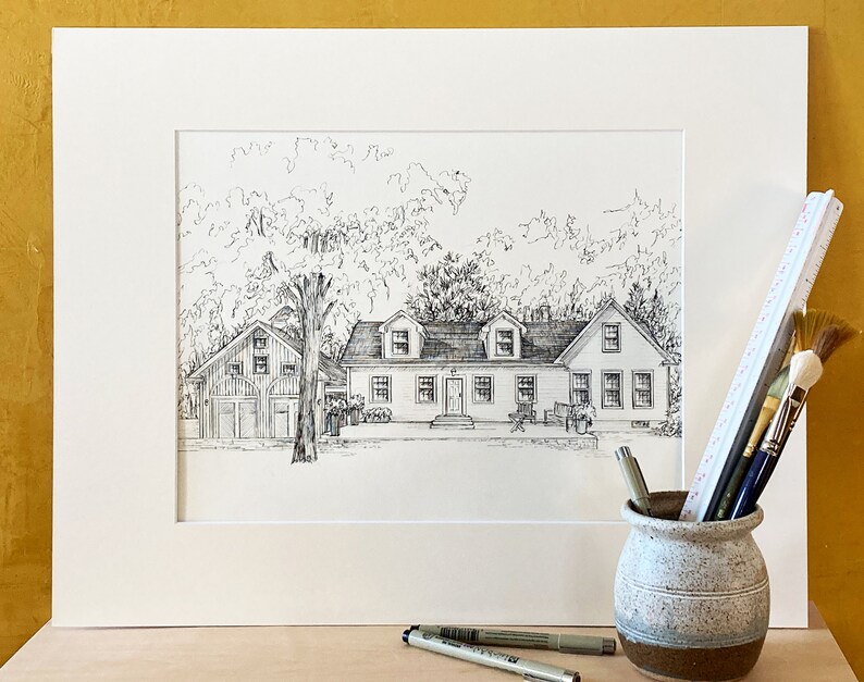 Custom House Drawing, Hand Drawn in Pen and Ink - Etsy Israel