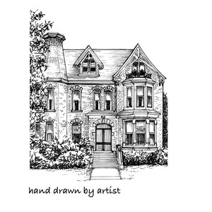 Custom House Portrait in Ink, Architectural Home Rendering Commissioned ...
