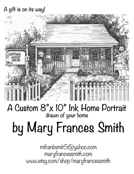 Ink House Drawing Custom Artwork Of Your Home Hand Drawn