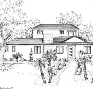 Custom House Portrait Hand Drawing of Your Home in Ink on Artist Grade ...