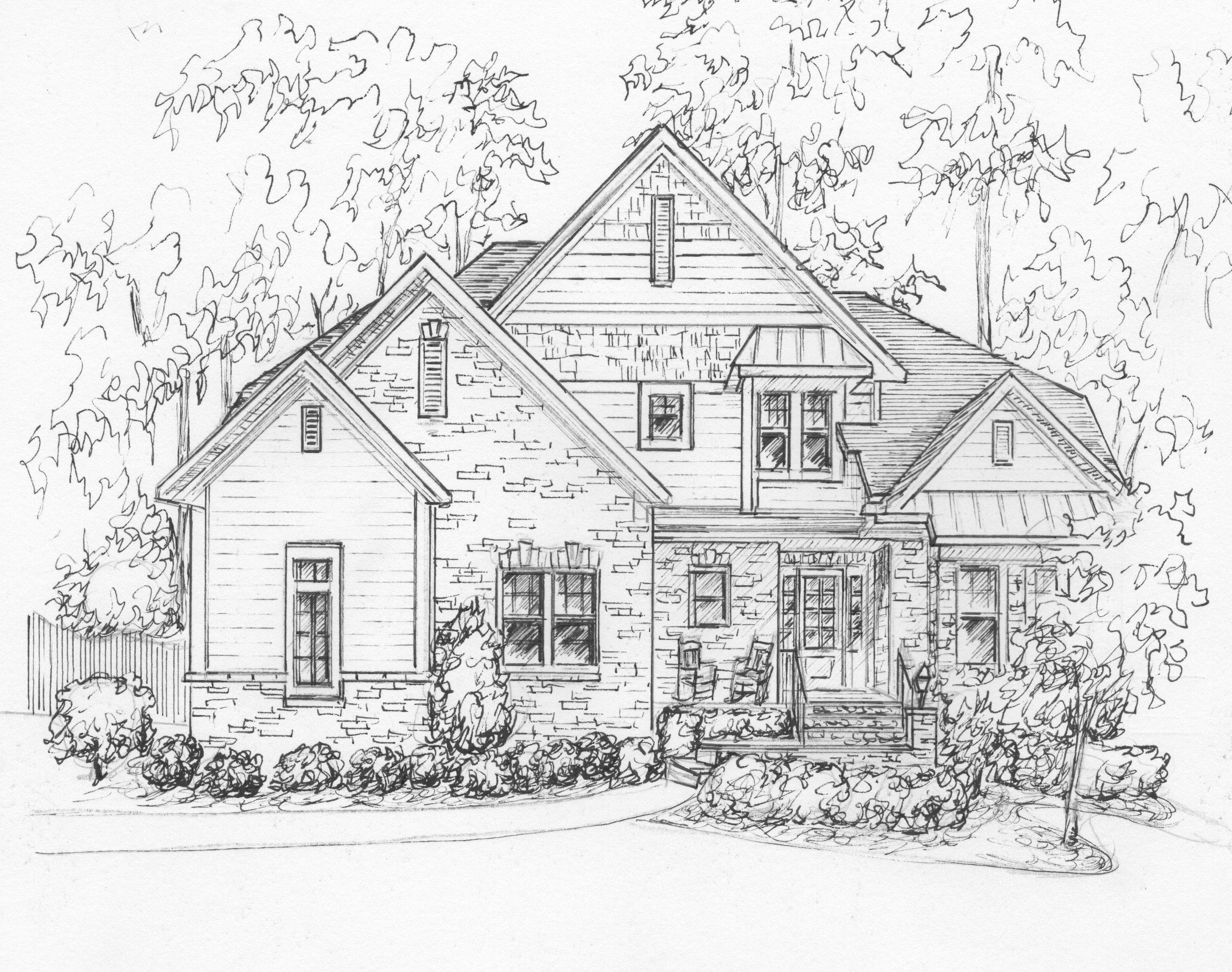 Hand-drawn House Portrait Your Home or Business in Ink | Etsy