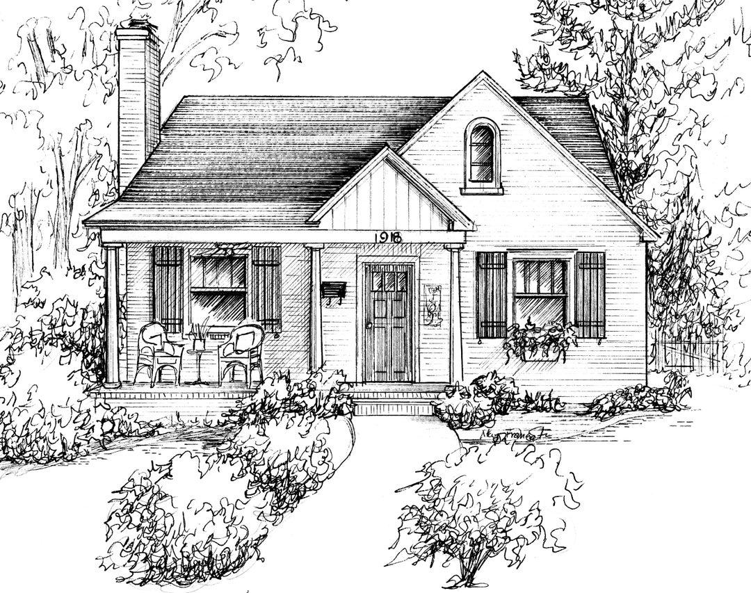 Custom House Portrait, 5" X 7" Ink Drawing of Your Home or Business - Etsy