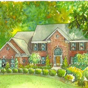 Watercolor House Drawing - Painting of Your Home With Ink Detail, All ...