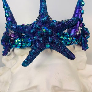 Purple Starfish Merman Crown Headband, Blue Starfish Crown, Adult ...