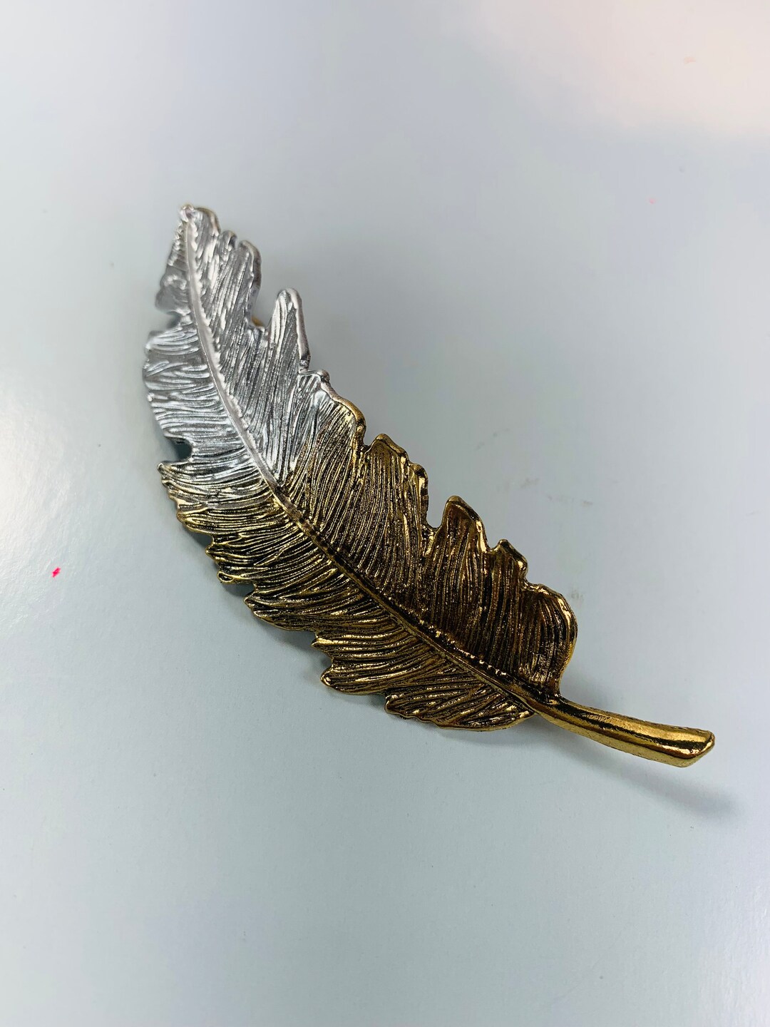 Gold & Silver Feather Barrette: Boho Hair Clip - Etsy