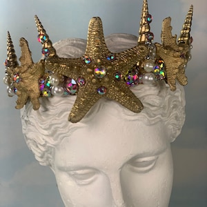 Mermaid Starfish Queen Costume Crown, Seashell Headband, Mermaid ...