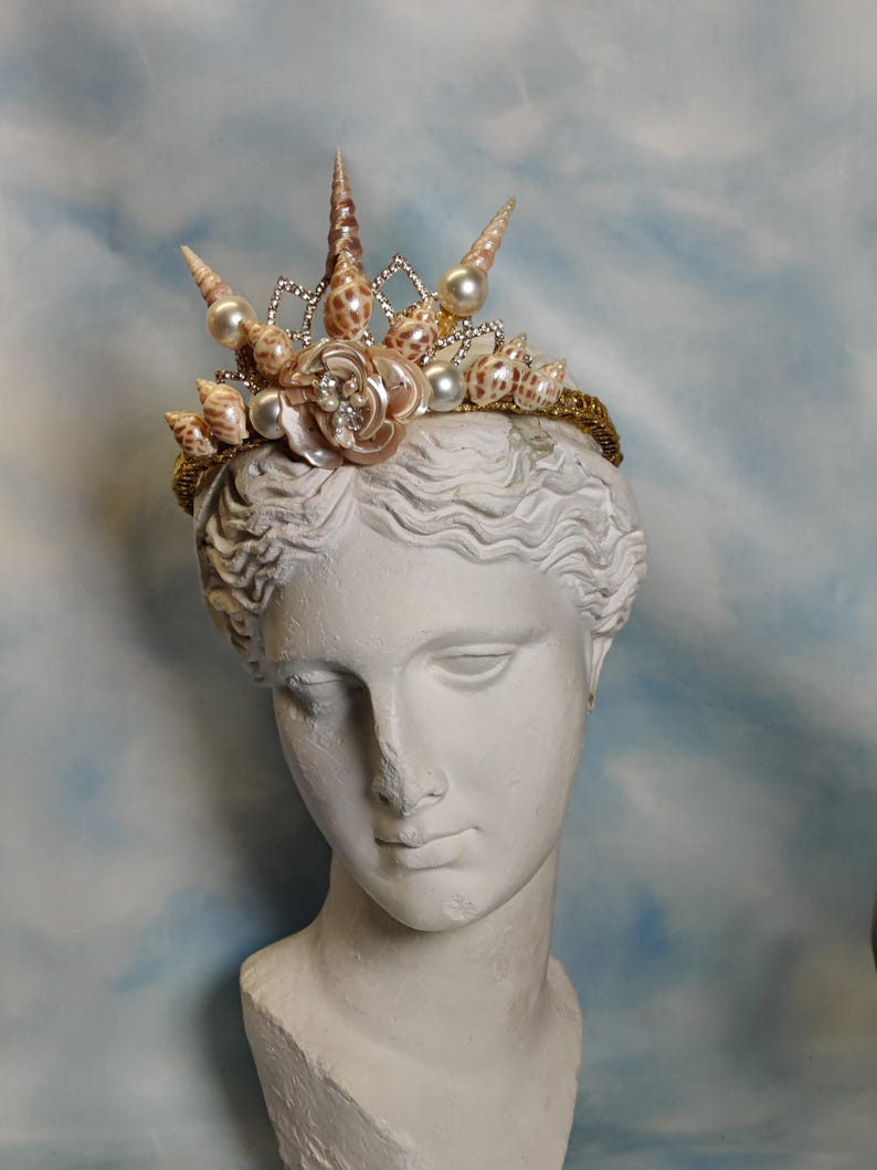Mermaid Seashell Crown, Rose Flower Tiara, Ocean Costume - Etsy