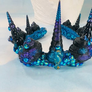 Goth Black Spike Mermaid Crown, Siren Costume Crown, Merman Black Crown ...