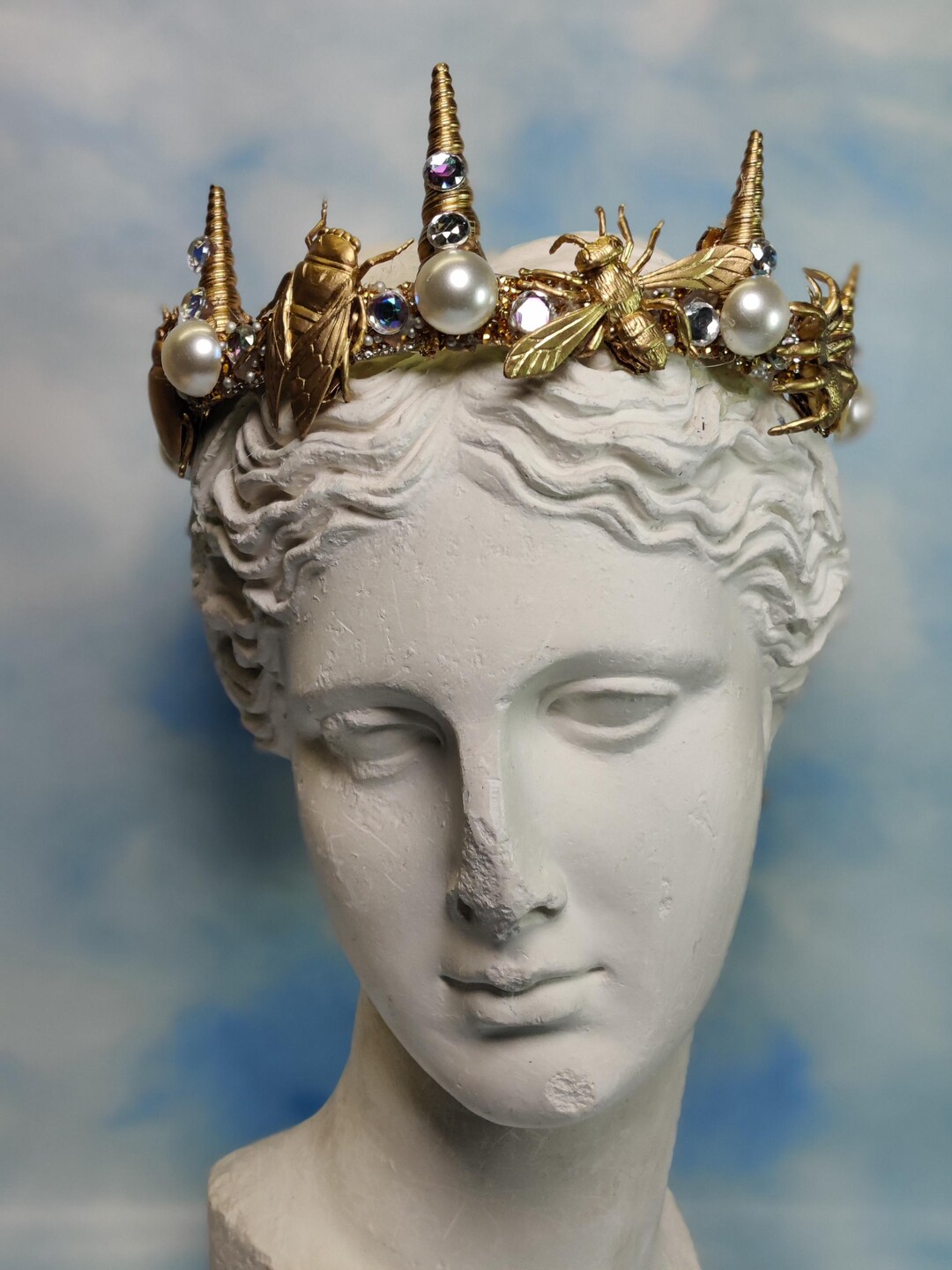 Gold Spike Insect Crown, Gold Bug God Goddess Crown, Boho Crown, Bug ...