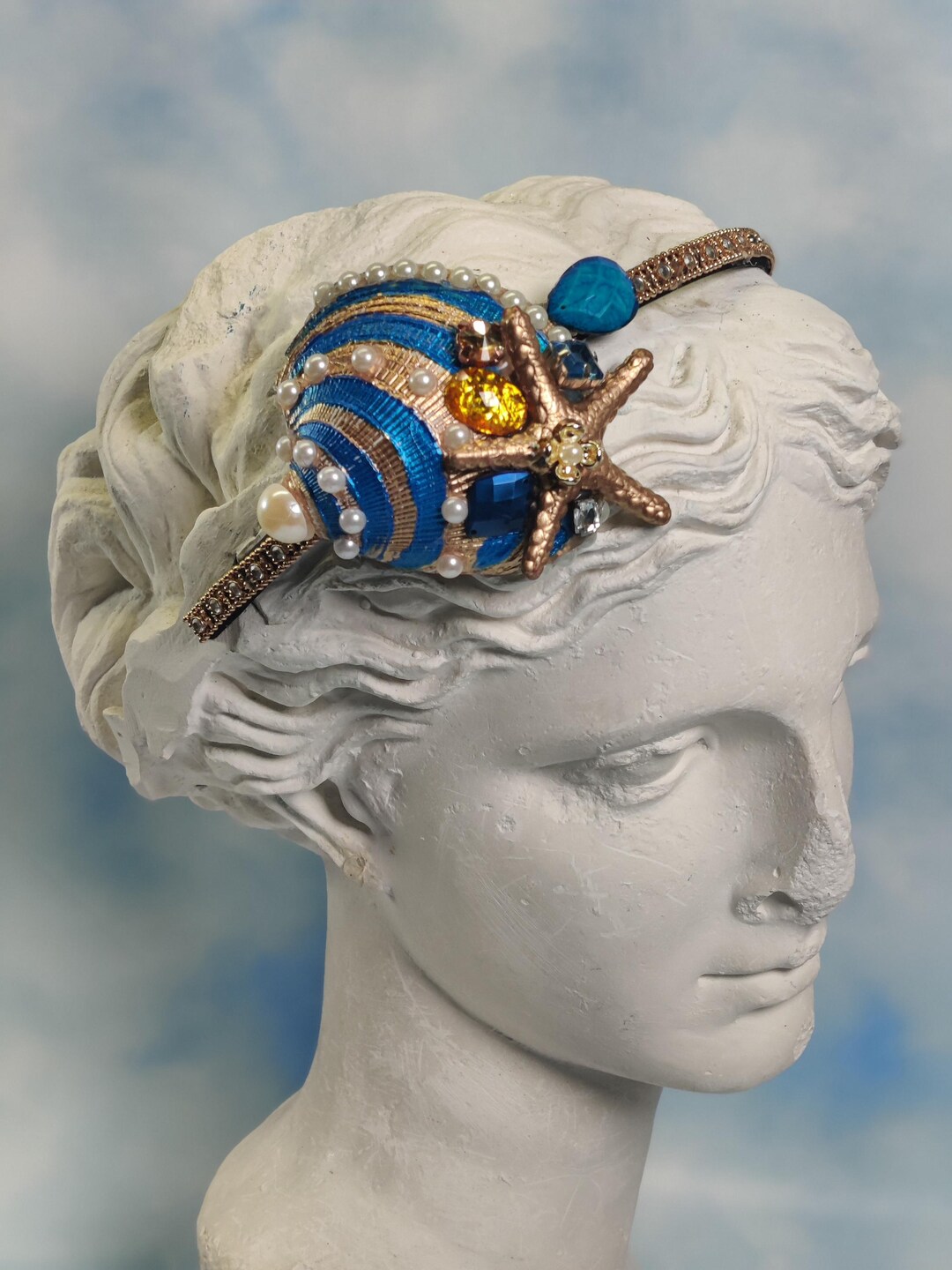Blue Mermaid Crown, Mermaid Crown,mermaid Headband, Blue Seashell Crown ...