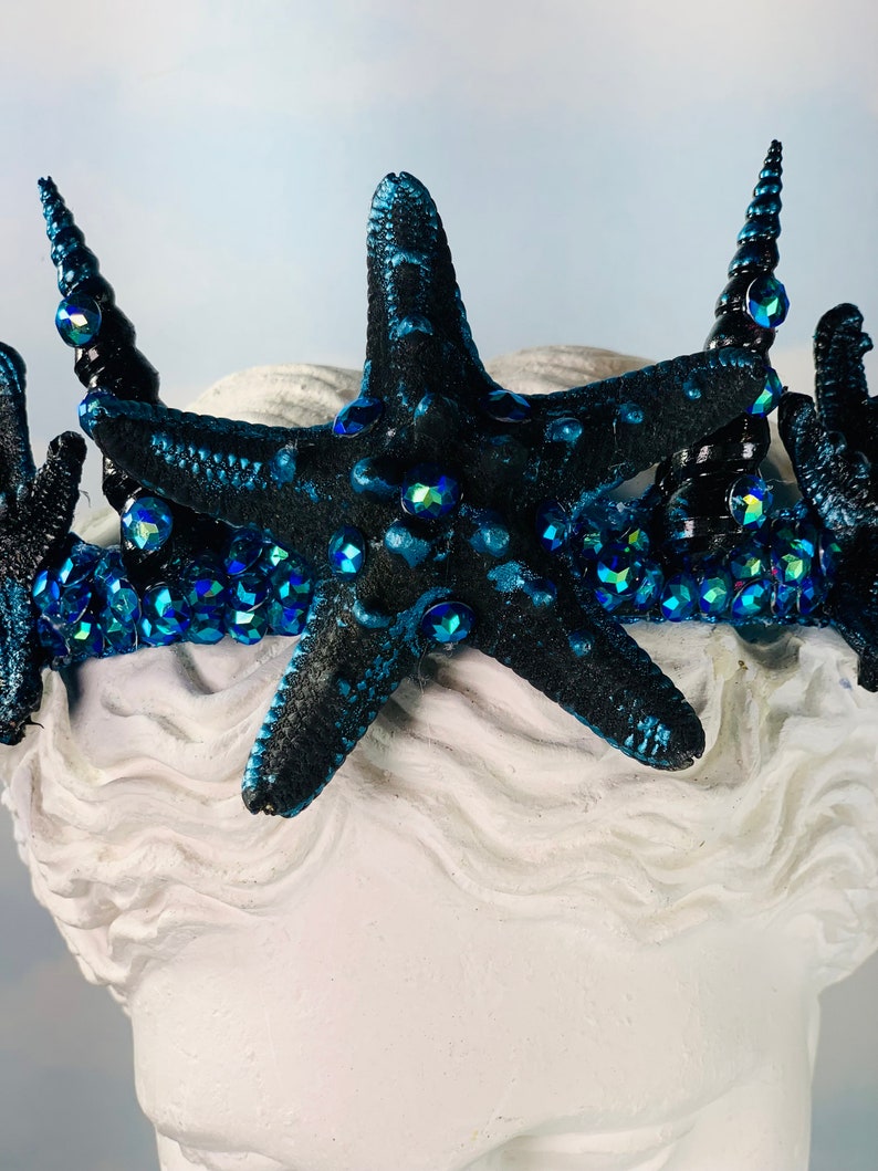 Black Starfish Mermaid Crown: Seashell Headband Costume Headpiece - Etsy