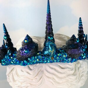 Goth Black Spike Mermaid Crown, Siren Costume Crown, Merman Black Crown ...