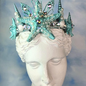 Aqua Seashell Mermaid Crown: Turquoise Bridal Headpiece - Etsy