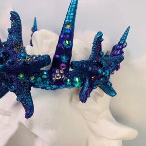 Purple Starfish Merman Crown Headband, Blue Starfish Crown, Adult ...