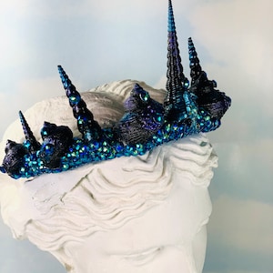 Goth Black Spike Mermaid Crown, Siren Costume Crown, Merman Black Crown ...
