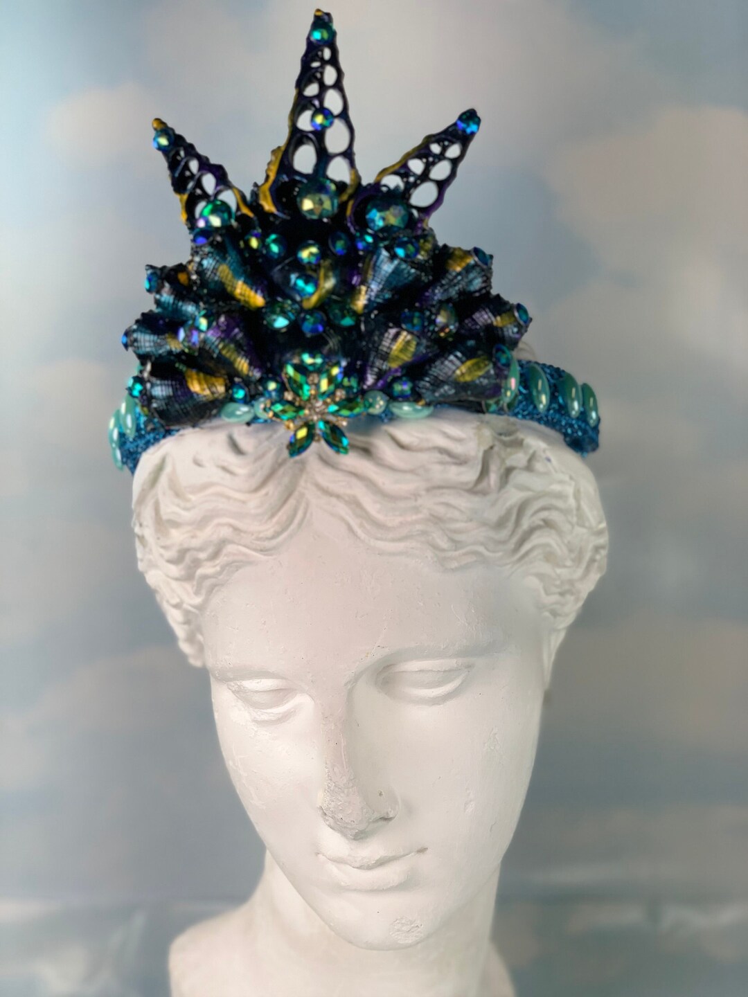 Goth Black Mermaid Siren Costume Crown Black Seashell - Etsy