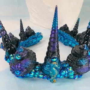 Goth Black Spike Mermaid Crown, Siren Costume Crown, Merman Black Crown ...