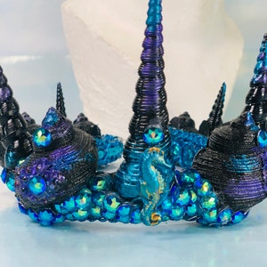 Goth Black Spike Mermaid Crown, Siren Costume Crown, Merman Black Crown ...