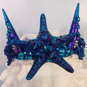 Purple Starfish Merman Crown Headband, Blue Starfish Crown, Adult ...