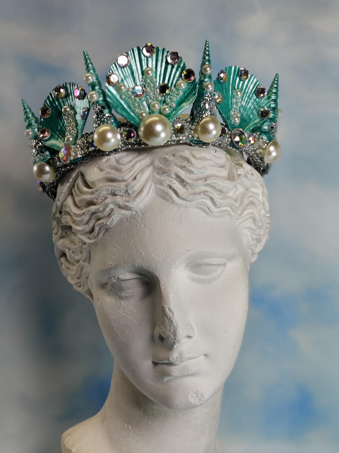 Aqua Mermaid Seashell Crown: Rhinestone Bridal Headband - Etsy