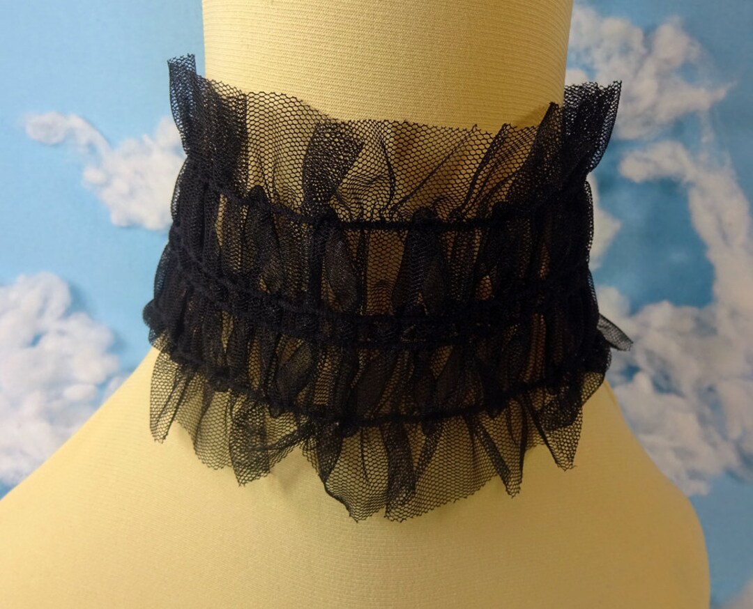 Black Ruffle Choker, Adult Lace Headband, Choker,victorian Choker ...