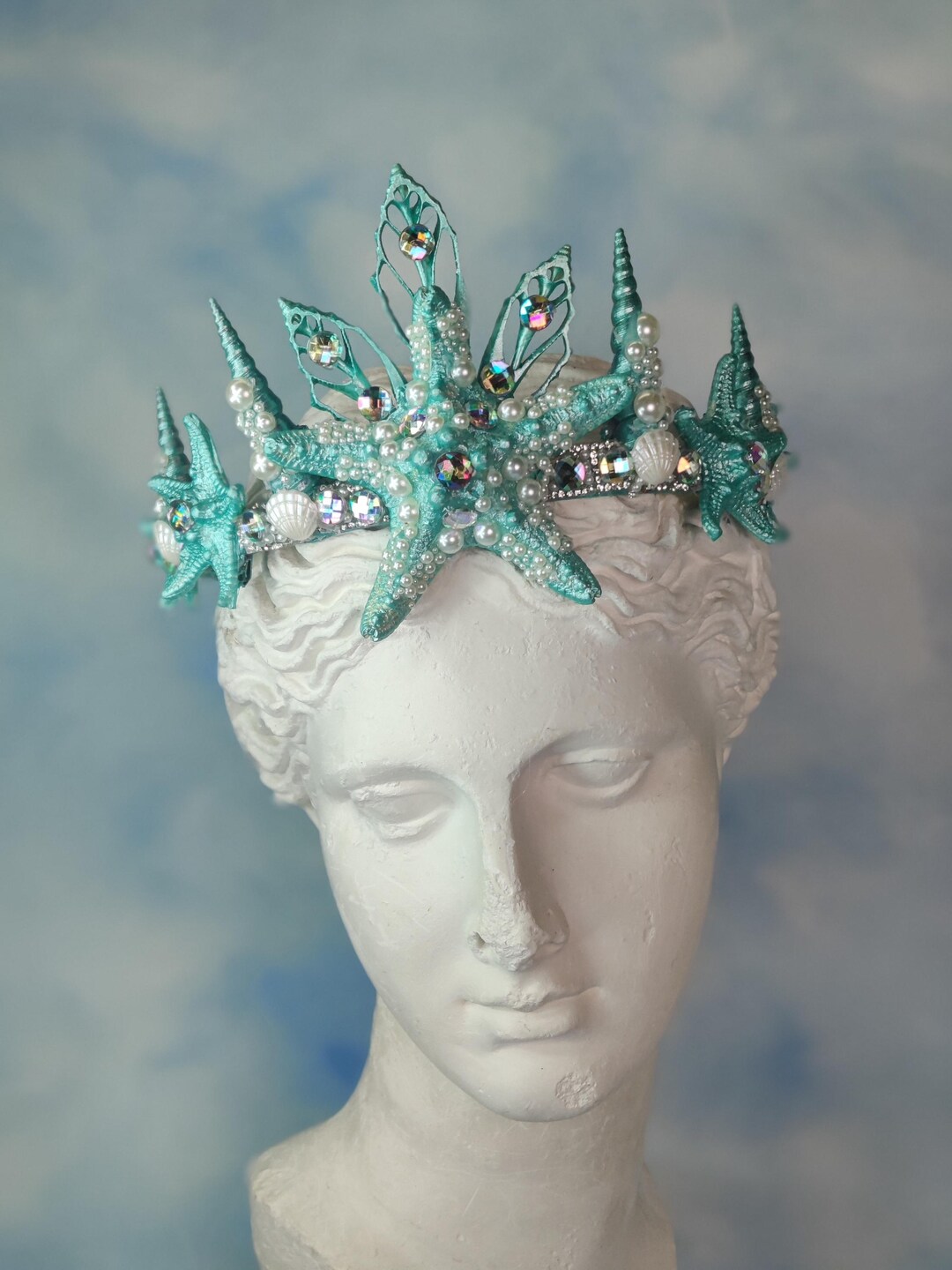 Aqua Seashell Mermaid Crown, Turquoise Seashell Crown, Adult Headband ...