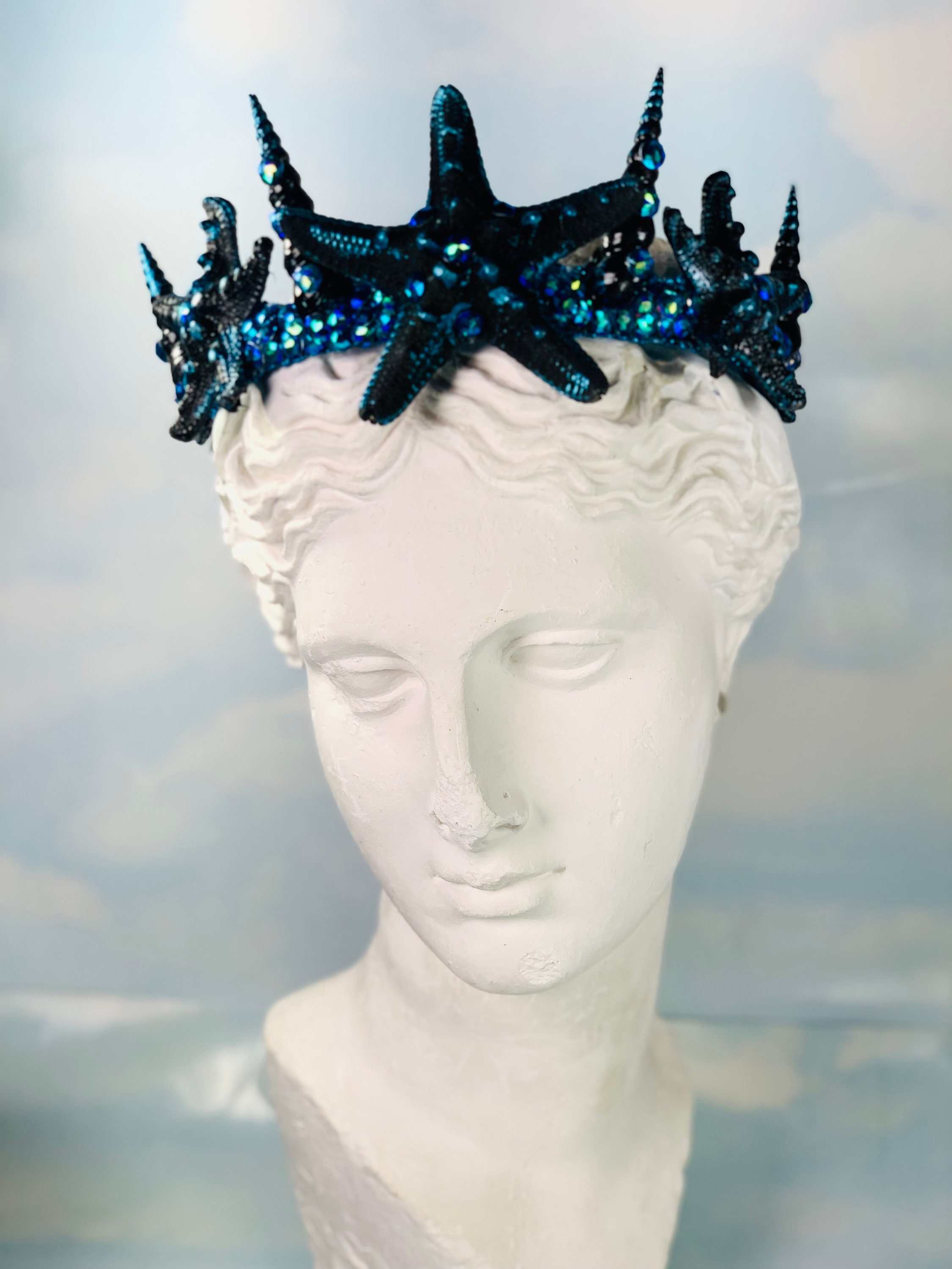 Black Starfish Mermaid Crown: Seashell Headband Costume Headpiece - Etsy