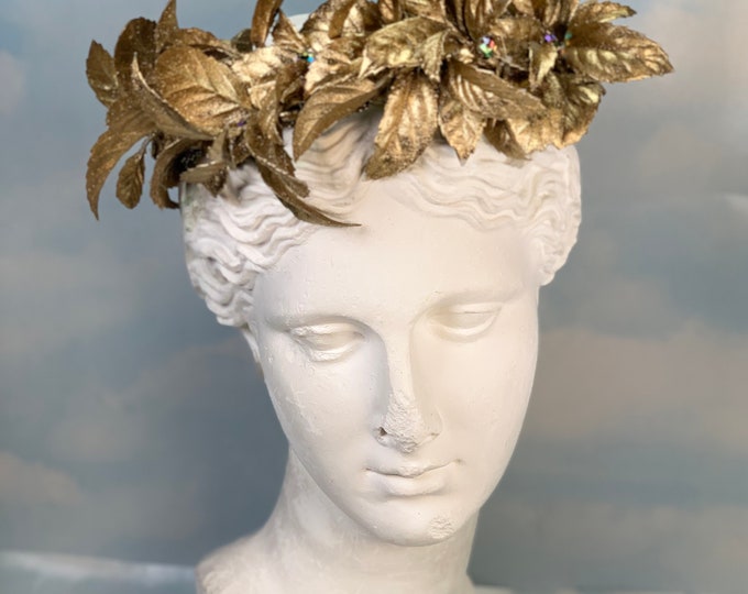 Gold Greek Goddess God Flower Crown, Gold Bay Leaf Crown Grecian Crown ...