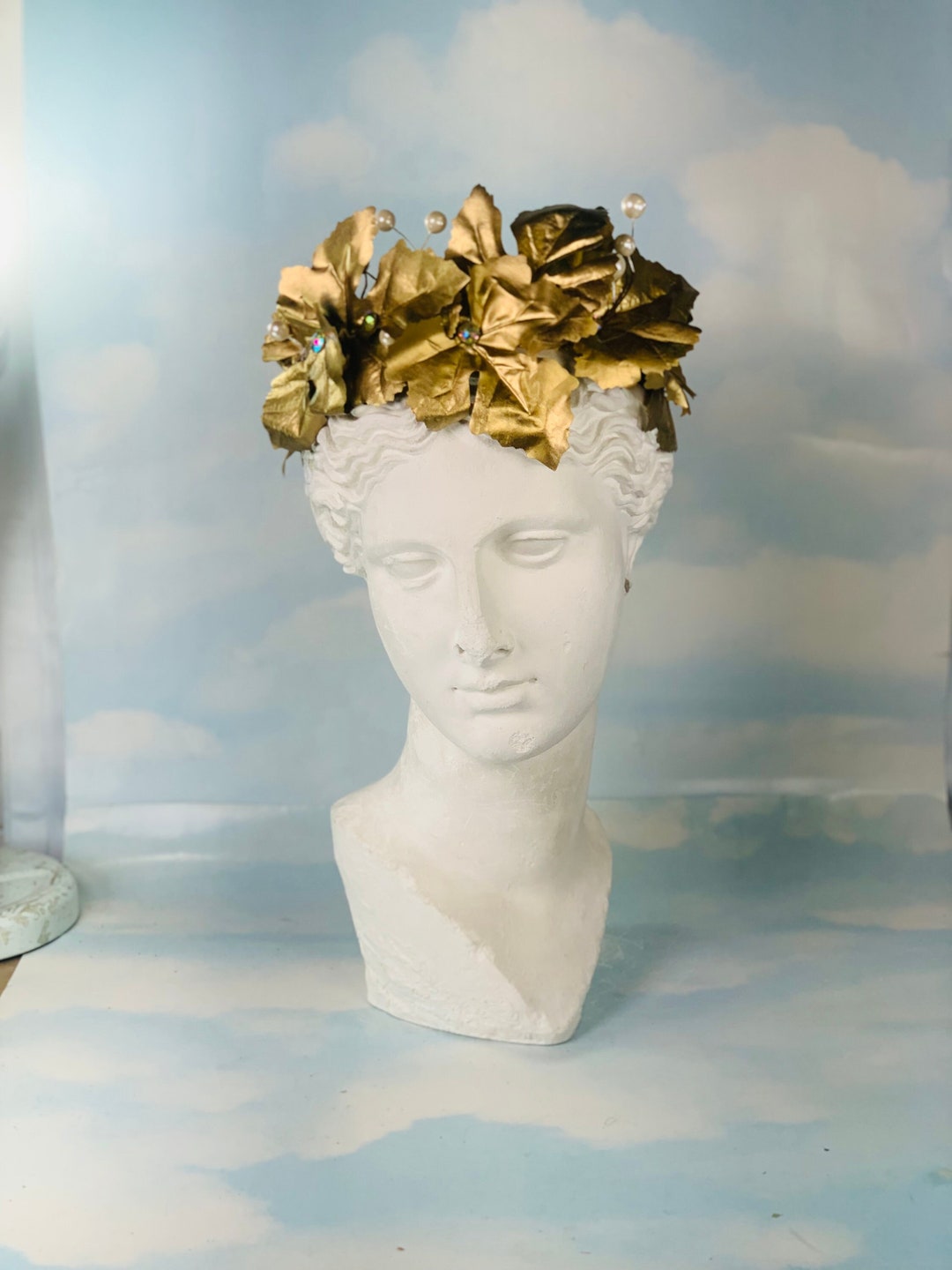 Gold Ivy and Pearls Leaf Crown, Gold Crown, Golden Flower Crown, Gold ...