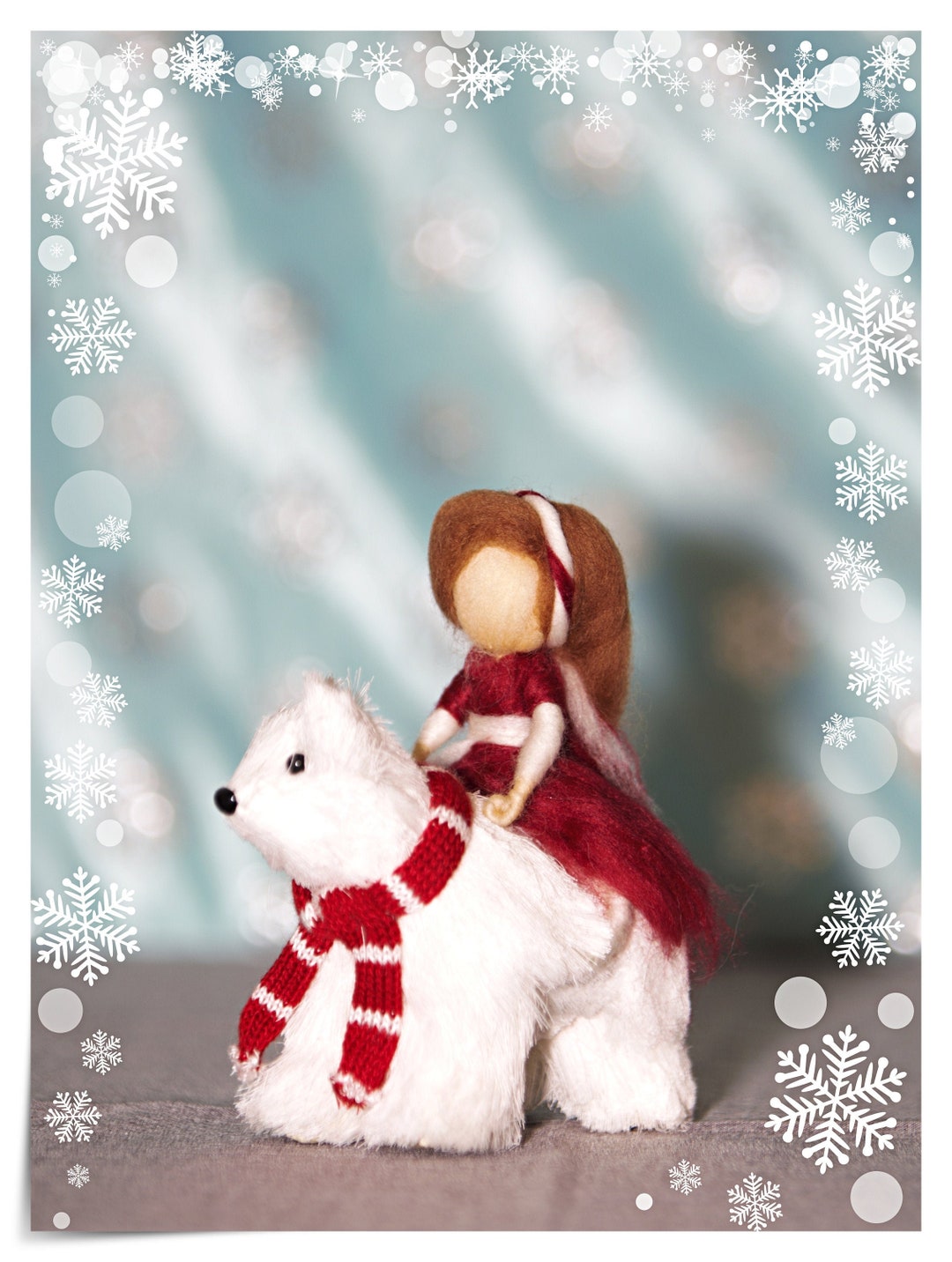 Peppermint the Polar Bear Riding Pixie, Waldorf Style Fairy, Christmas ...